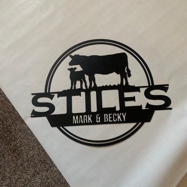 Cow Calf Personalized Family Name Sign Farmhouse Welcome Sign Ranch ...