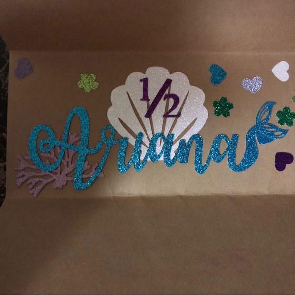 PERSONALIZED Mermaid Under the Sea Name and Number Glitter Die Cut ...