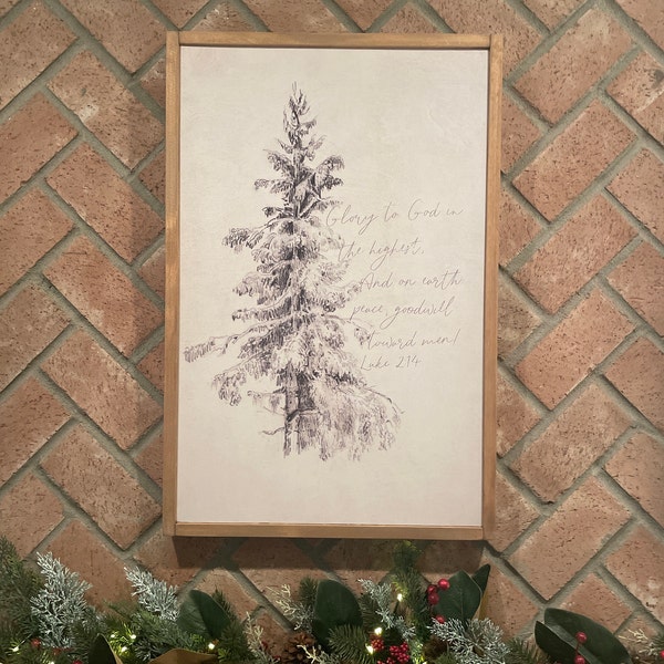 Christmas Tree Art With Scripture Peace on Earth Christmas Decor Luke 2 ...