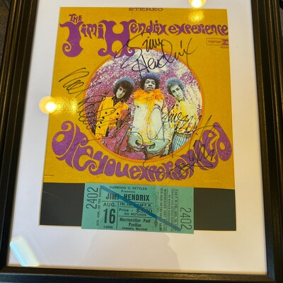 Jimi Hendrix at Woodstock in Quality Framed Autograph, Photo and Ticket ...