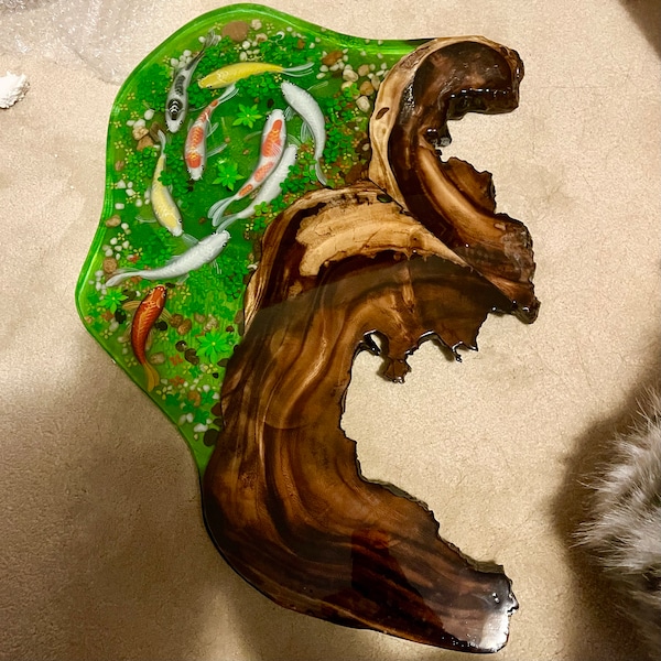 Koi Fish Resin Epoxy Coffee Table | Rectangle Resin Epoxy Coffee Table ...