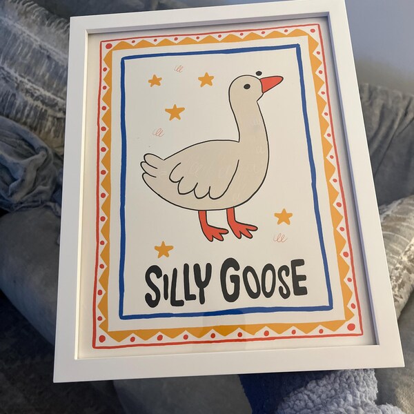 Silly Goose Print, Snug as A Bug Apartment Decor, Quirky Wall, Nursery ...