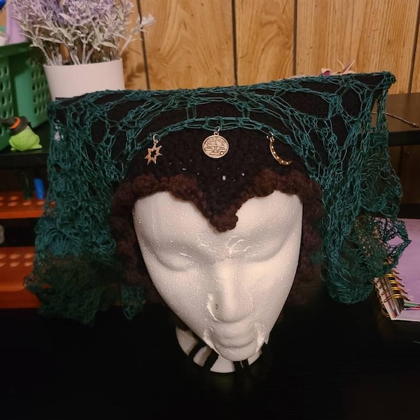 Veiled Escoffion Hat Pattern - Medieval Princess Bonnet Crochet Pattern ...