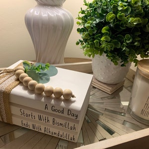Large Islamic Wooden Book Stack Decor Start With Bismillah Islamic Home ...