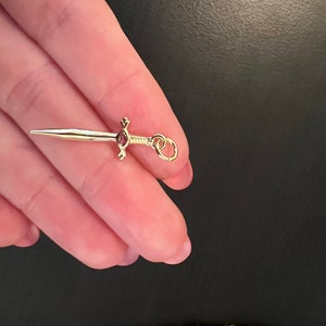 Dainty Sword Inlay CZ Gemstone With 4 Color Option Dagger Knife Pendant ...