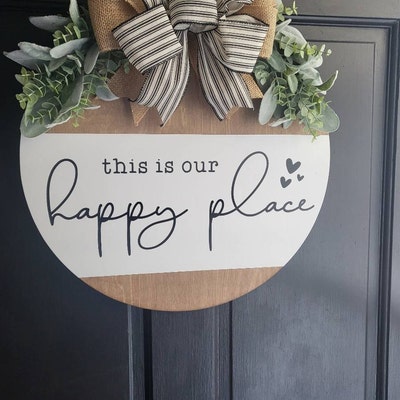 Front Door Decor, This is Our Happy Place, Front Door Wreath, Door ...