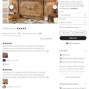 Custom Dungeon Master Screen Wooden RPG Screen Gift Table Top Games ...