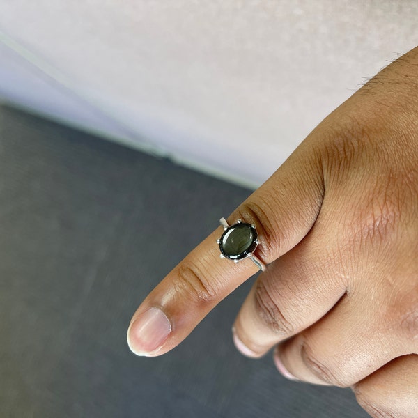 Large Intense Blue Lab Quartz in Sterling Silver Cocktail Ring 8.9ct ...