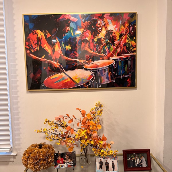 Trinidad Art Painting of Band Playing Carnival Music, Caribbean Gift ...