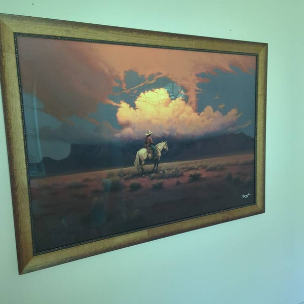 The Rider in the Storm. Original Oil Artwork. Cowboy Western Painting ...