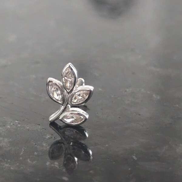 14k Gold Navel Diamond Belly Button Ring, Curved Floating Navel Ring ...