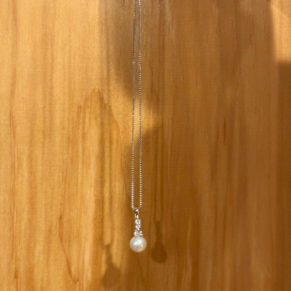 925 Sterling Silver Pearl Necklace With Diamond Bridal Necklace