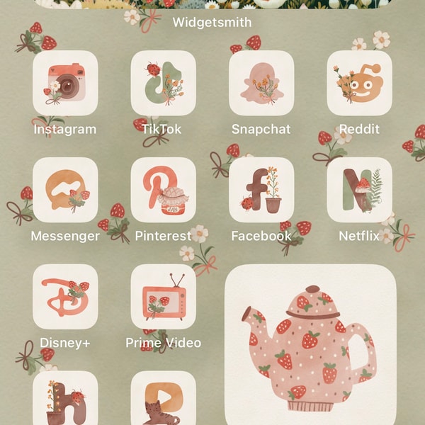 Aesthetic Cottagecore Ios App Icons iPhone Theme Wallpapers and Widgets ...