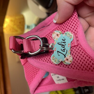 Pink Flowers Dog Tag Dog ID Tag Dog Tag Floral Pet Tag - Etsy