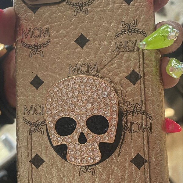 Bling Skull Popsocket | Scary Halloween Rhinestone Phone Grip ...