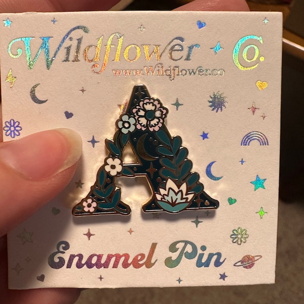 Botanical Letter Enamel Pin - Personalize With Your Initial or Monogram ...