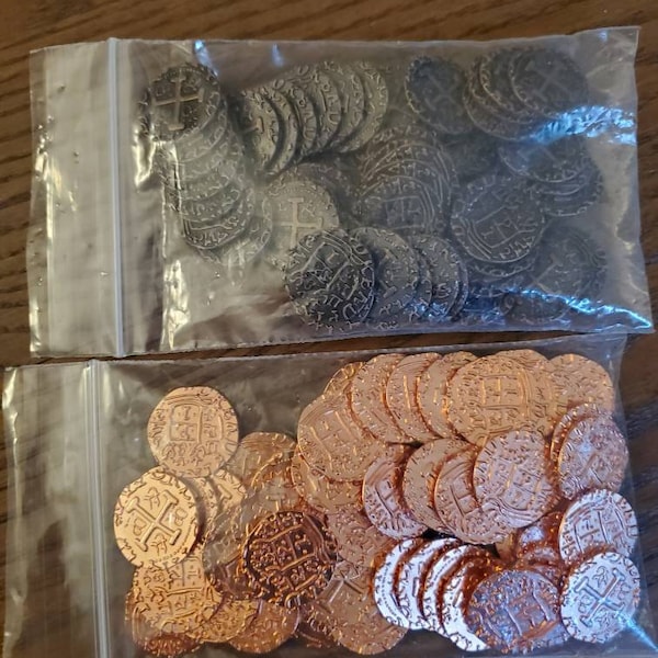 Metal Coins, Pirate Treasure, Play Money Gold Silver and Copper 22mm - Etsy