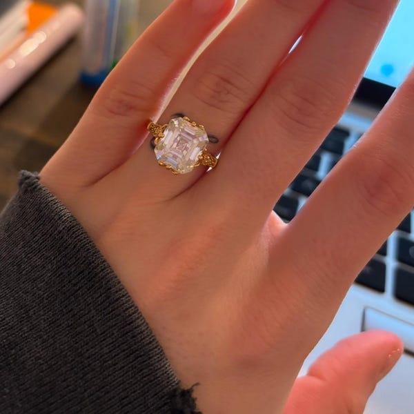 2 Carat Emerald Cut Lab Grown Diamond Solitaire Engagement Ring Split ...