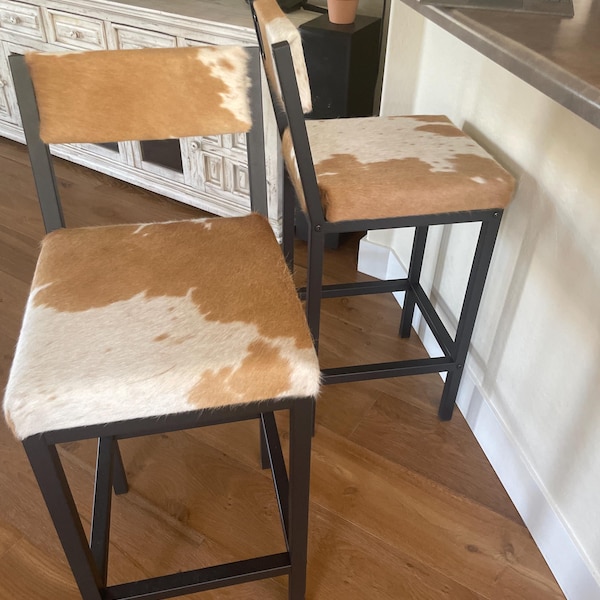 Cowhide Bar Stool | Cowhide Counter Stool With Backs (priced per Stool ...