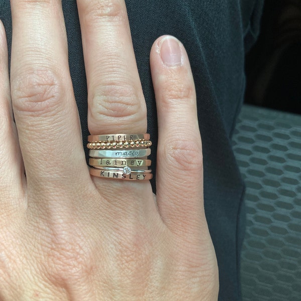 Four Name Rings | Stackable Name Rings | Personalized Jewelry | Mixed ...