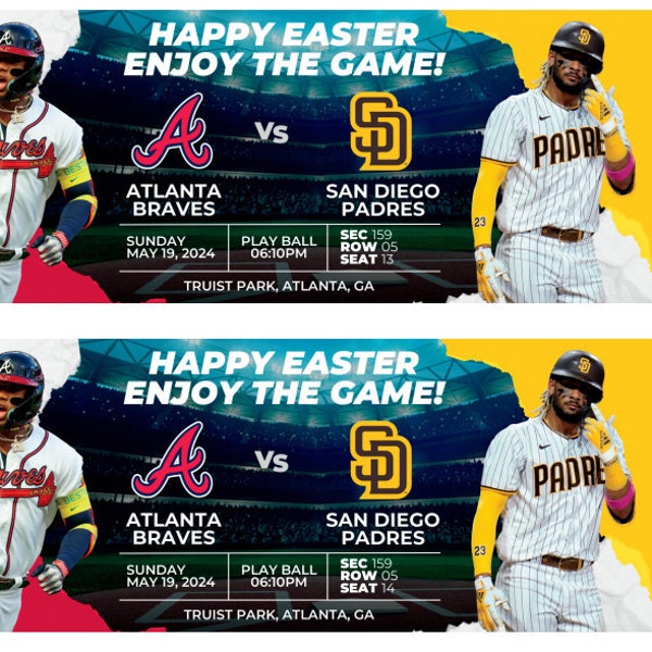 Custom Baseball Ticket Personalized for ANY TEAM MLB Game Ticket Stub ...