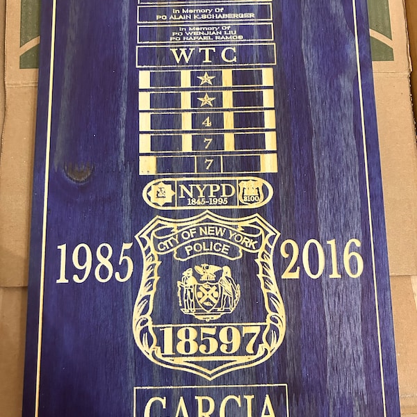 Personalized Wood Engraved NYPD Shield Badge Retirement Promotion ...
