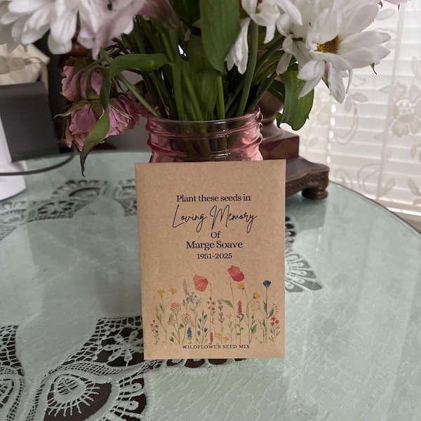 In Loving Memory Wildflower Seed Packet, Memorial Favor, Funeral Packet ...