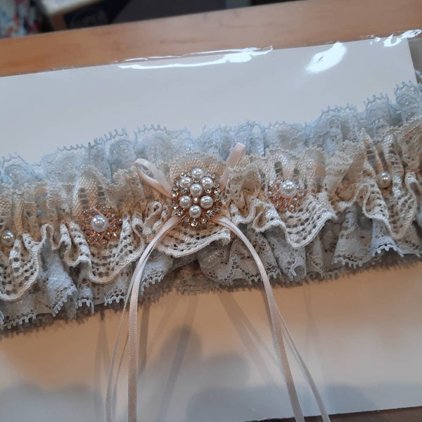 Personalized Garter Light Ivory Blue Lace Wedding Bridal Bridesmaids ...