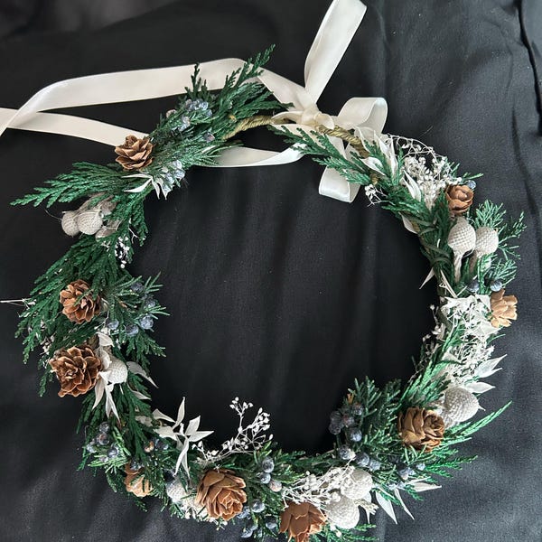Dried Greenery, Tan and Flower Garland/ Fall Centerpiece/ Mantle Piece ...