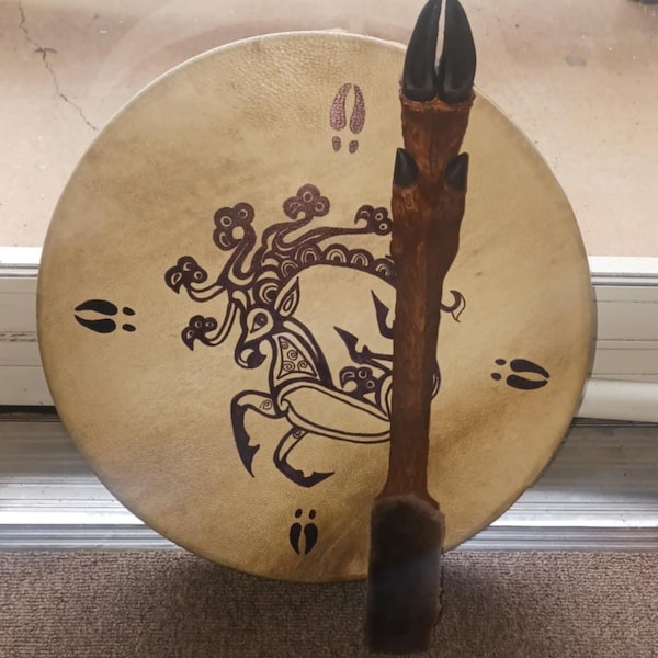 Shaman Dragon and Owl, Frame Round Hand Drum, Spirit Shamanic Drums ...