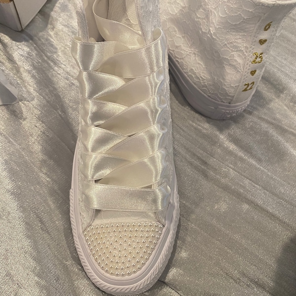 Ivory Wedding Converse High Top, Custom Converse Shoes, Lace High Top ...