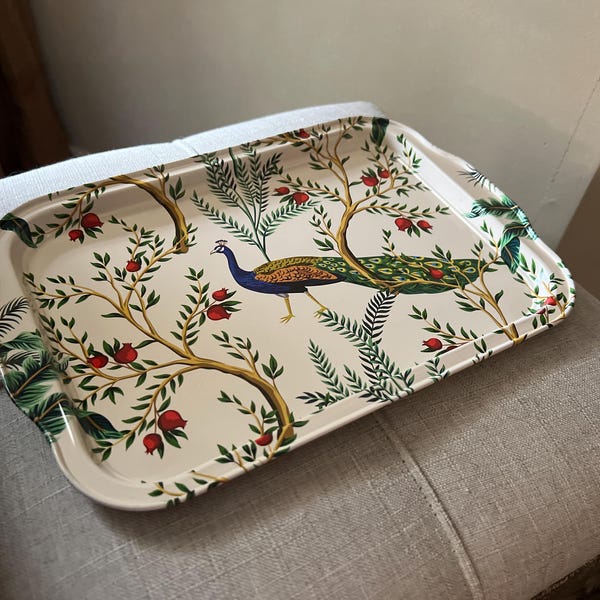 2 Small Decorative Metal Trays - Cute Decor for Desk, Coffee/tea ...