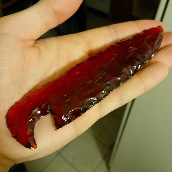 Hand Carved 6" Red Obsidian Knife: Agate Blade Gemstone Spearhead - Etsy