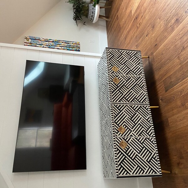 Mother-of-pearl Inlay Media Cabinet | Scroll Vine Pattern Tv-unit | 6 ...