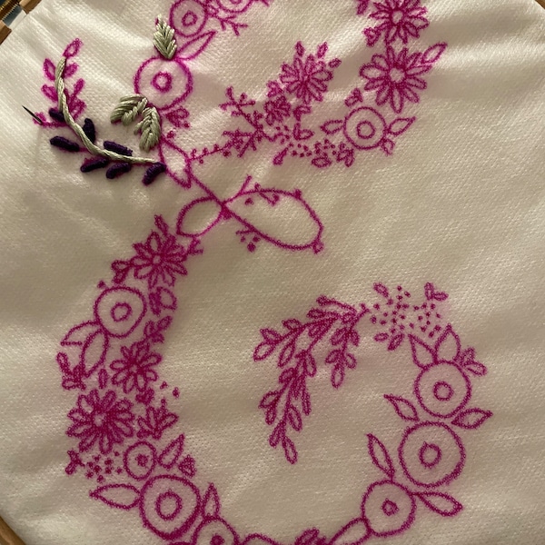 Floral Letter m Embroidery PDF Pattern, Digital PDF Pattern, Instant ...