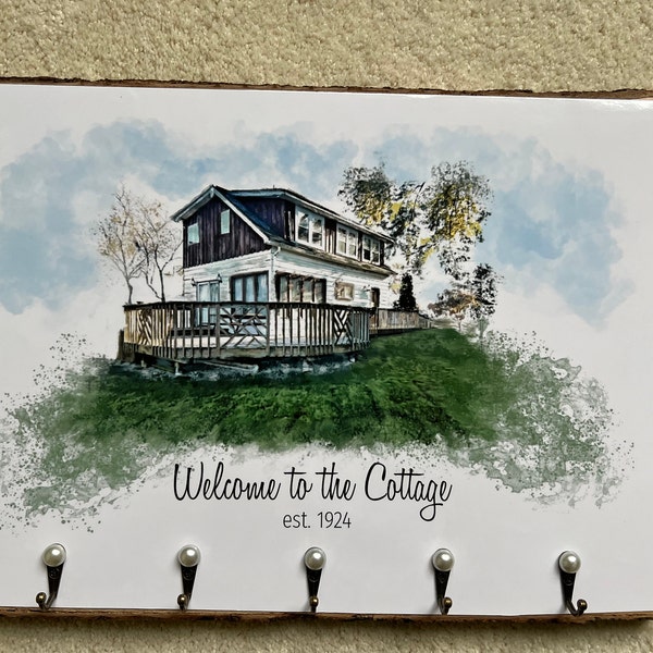 Custom House Sketch Key Holder Personalized Key Rack for Wall With ...