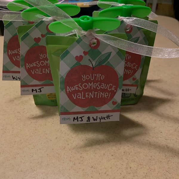Kids Valentines Kids Valentine Cards Applesauce Valentine Tags ...
