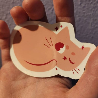 Pink Cat Sticker Grumpy Kitty Sticker Vinyl Cat Sticker - Etsy