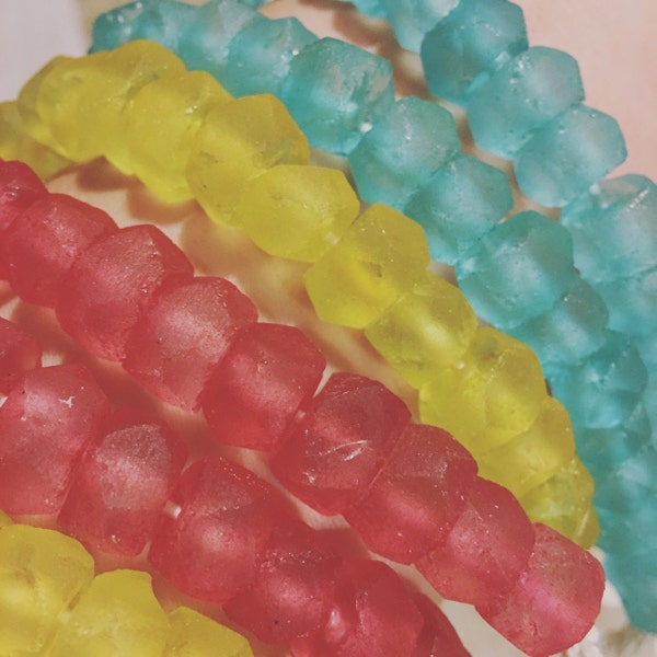 48 Recycled Java Glass Beads - Fuchsia Pink Sea Glass Beads ...
