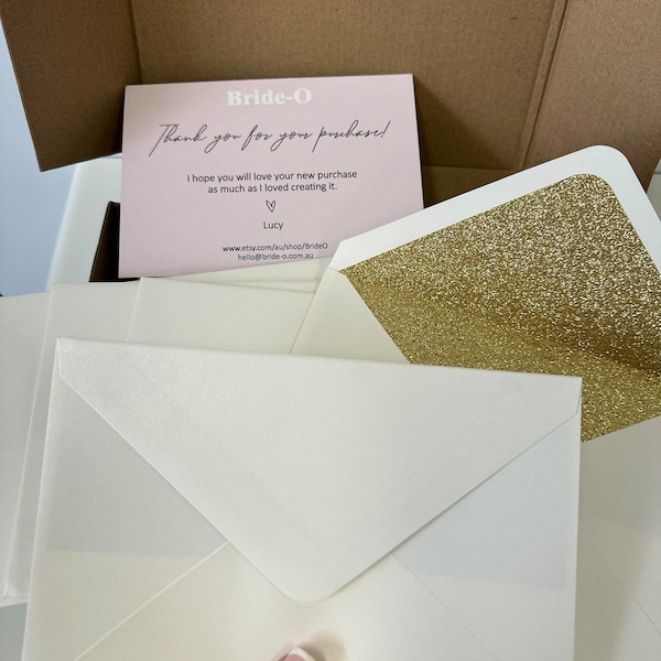 Glitter Lined Envelopes With Shimmer Pearl Exterior, Glitter Insert ...