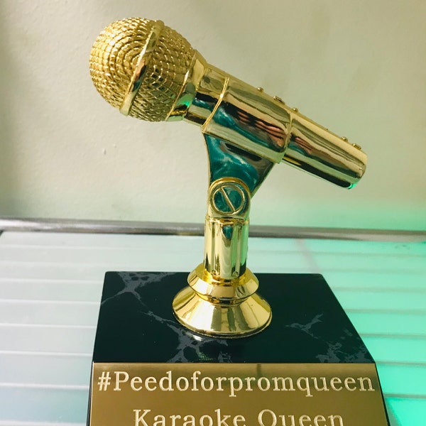 Microphone Trophy Music Karaoke Award. Free Custom Engraving - Etsy