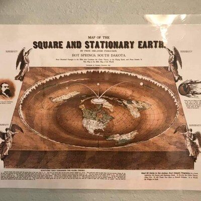 Flat Earth Map. 1893 Square and Stationary Earth Orlando Ferguson ...