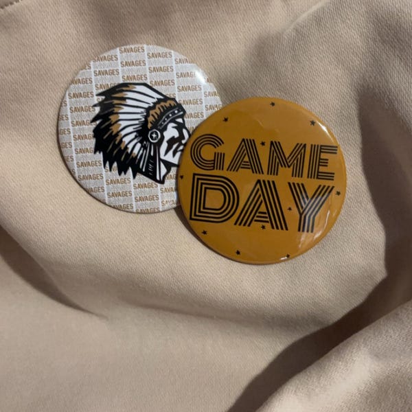 Purple & Gold Game Day Tailgate Buttons | Game Day Pins | College ...