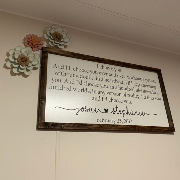 I Choose You Sign I'll Keep Choosing You Personalized Name Date Sign ...
