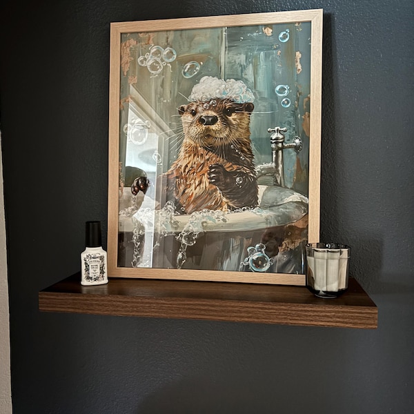 Bathtub Bubble Bath Otter Poster, Bathroom Wall Art, Funny Sea Otter ...