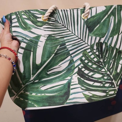 Palm Leaf Tote Bag Personalized Tote Bag Bride Gift Bridesmaid Gift ...