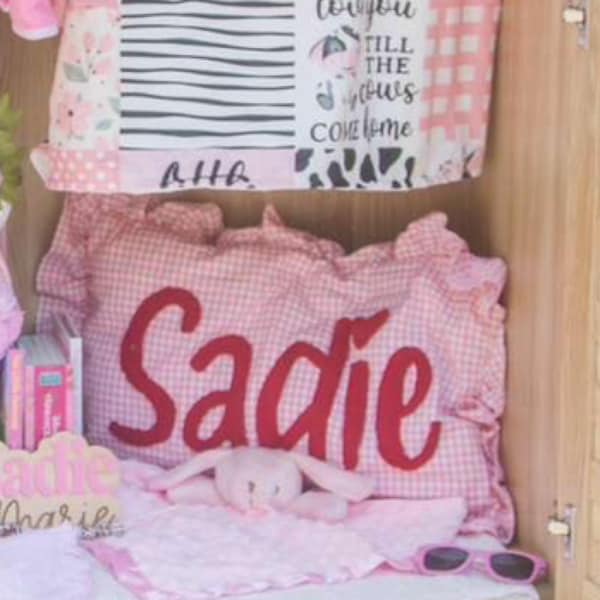 Personalized Name Pillow, Nursery Pillow, Pillow, Embroidered Punch ...