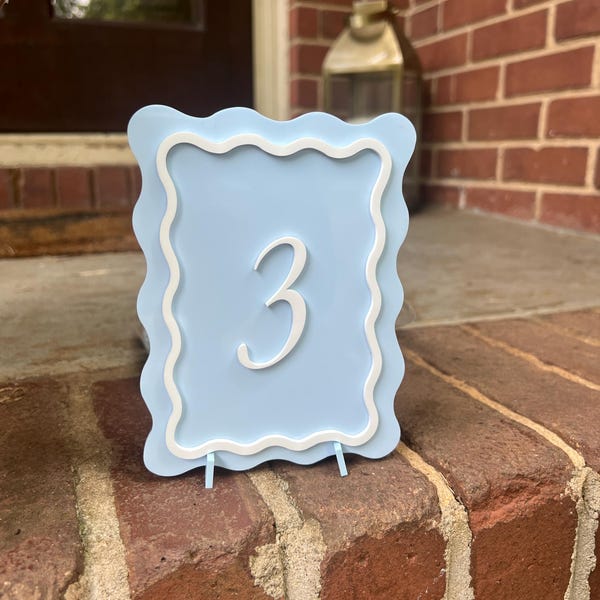 Wavy Table Numbers, Acrylic Table Numbers, Wavy Wedding Sign, Wedding ...