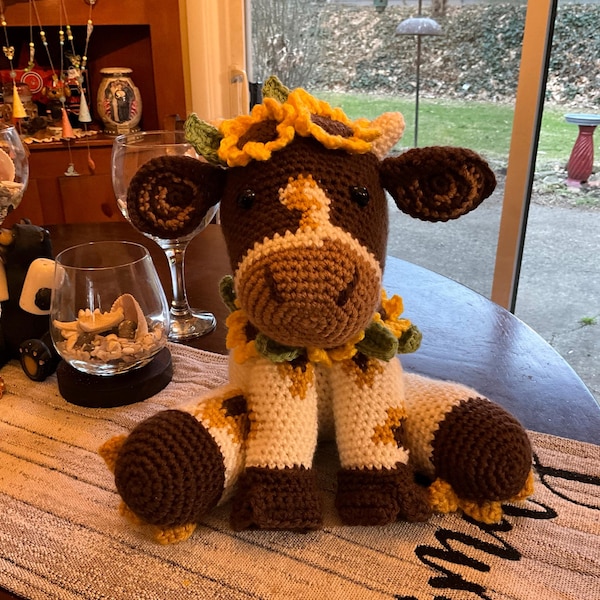 Crochet Sunflower Cow Amigurumi Pattern PDF - Etsy