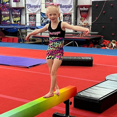 Girls Silver Rainbow Gymnastics Girl Number Name Personalized - Etsy